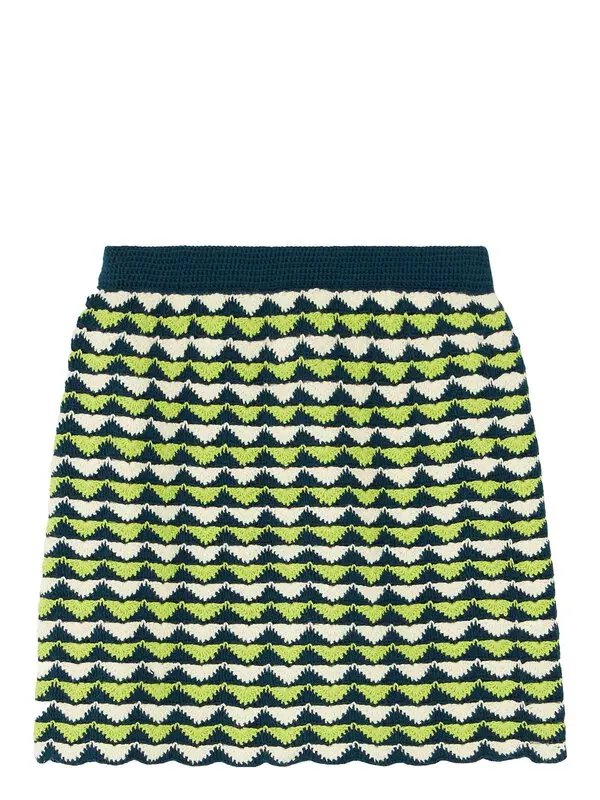 Escvdo Motupe Scalloped Crocheted Cotton Mini Skirt - Green