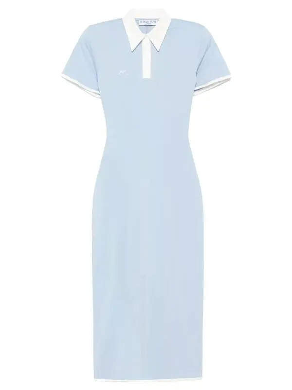 ROWEN ROSE Embroidered-logo Polo Dress - Blue