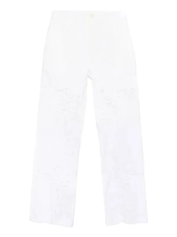 MARINE SERRE Lace-panel Trousers - White