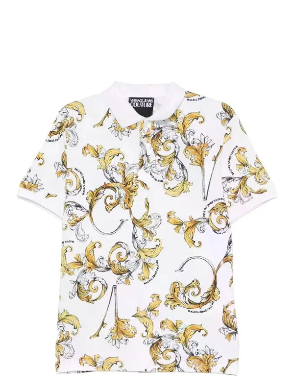Versace Barocco-print Polo Shirt - White