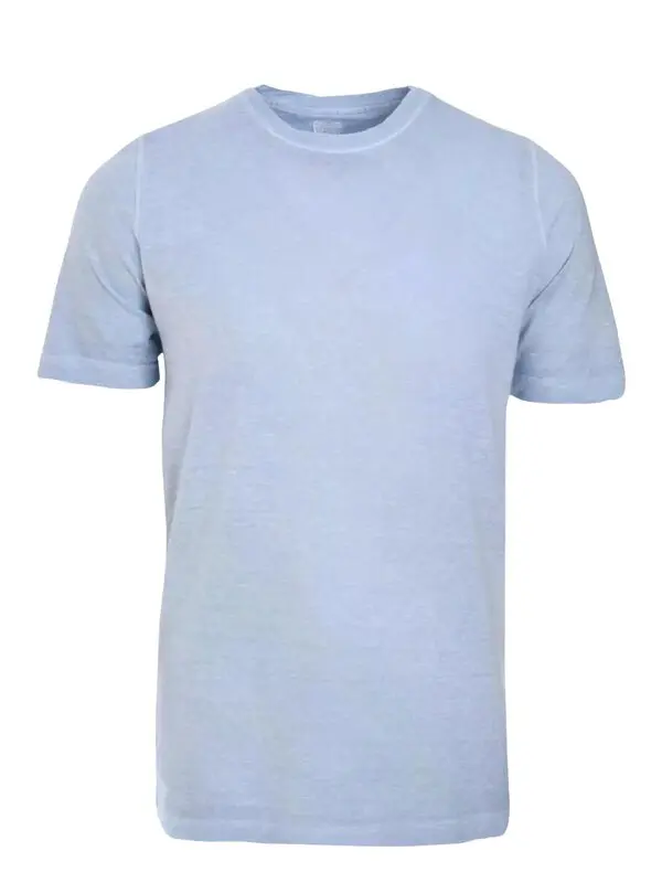 120% Lino Mélange-effect Crew-neck T-shirt - Blue