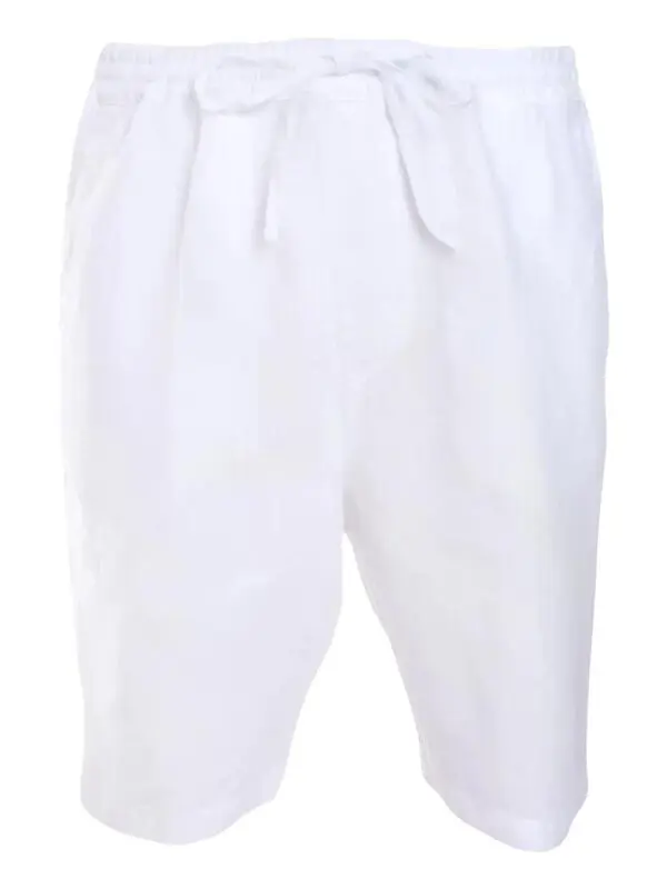 120% Lino Drawstring Linen Shorts - White