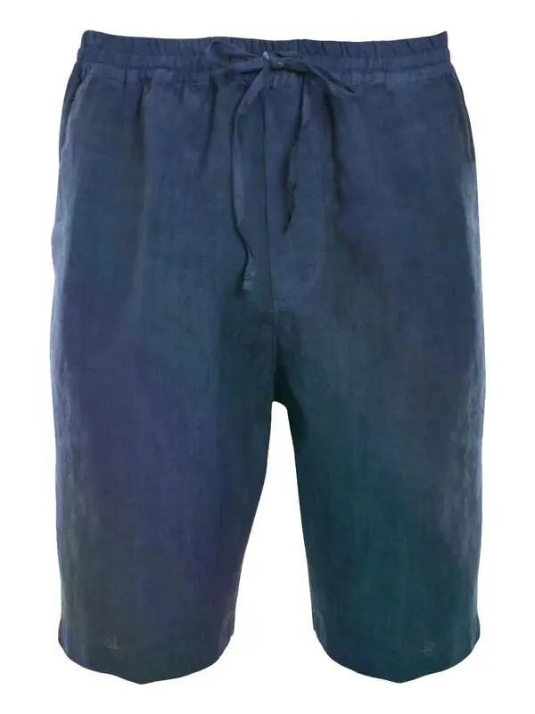 120% Lino Drawstring Linen Shorts - Blue