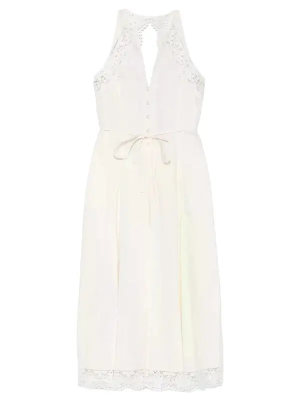 TWINSET Lace-detail Poplin Dress - White
