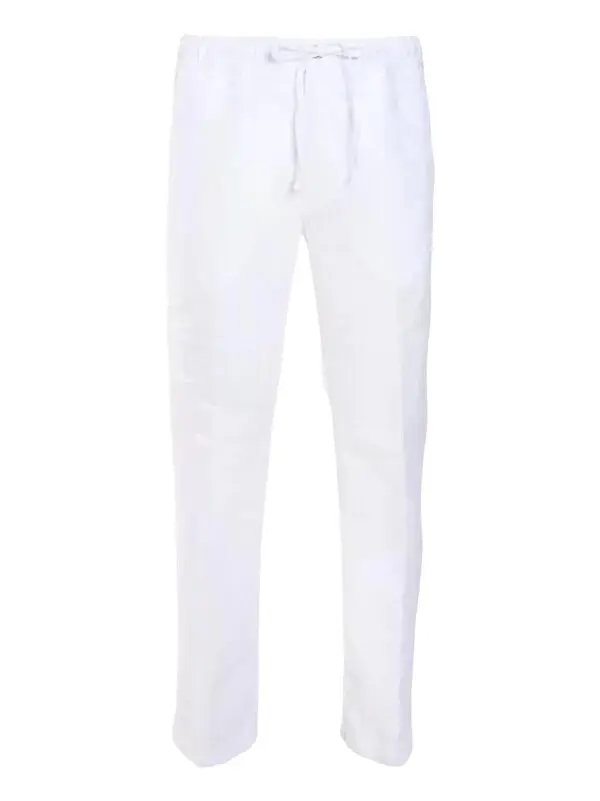 120% Lino Drawstring-waist Trousers - White