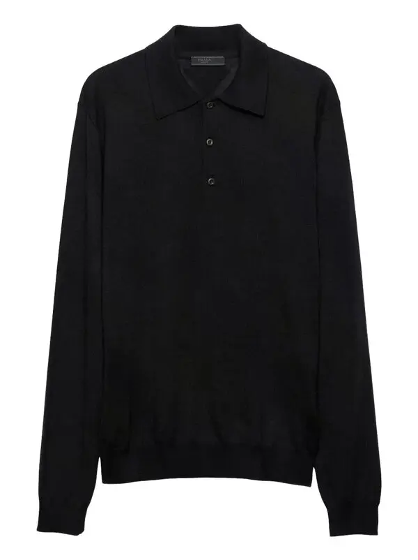 Prada Knitted Polo Shirt - Black