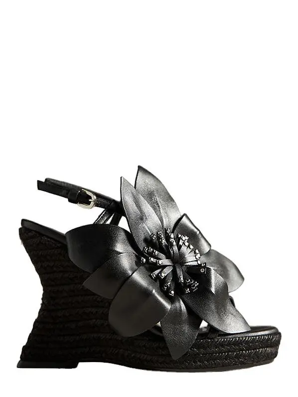 CastaÑer Jade Espadrille Wedge Sandals - Black