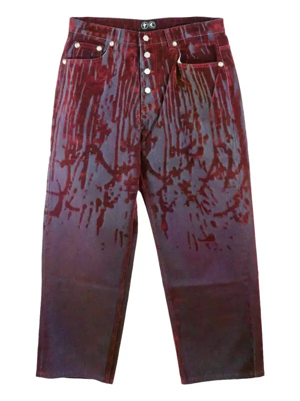 THUG CLUB Laser-cut Jeans - Red