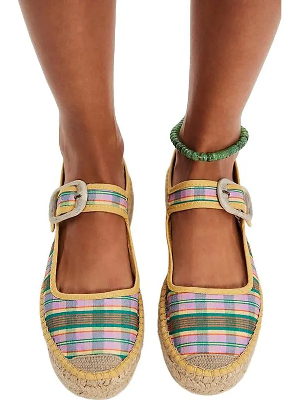 Free People Surfside 2.0 Mary Jane Espadrilles - Plaid Combo