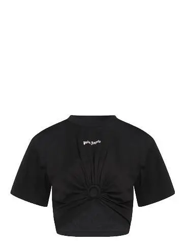 Palm Angels T-shirt With Logo And Cutout - Black
