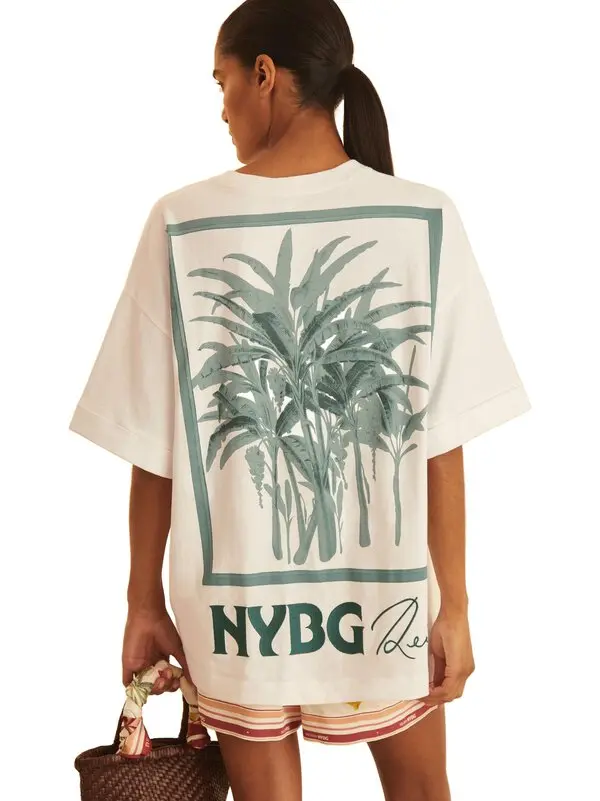 NEW YORK BOTANICAL GARDENS Floral Oversize T-shirt - Blue/ivory