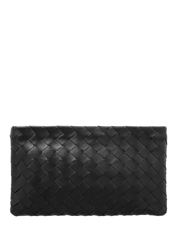 Bottega Veneta Medium Intrecciato Leather Pouch - Black