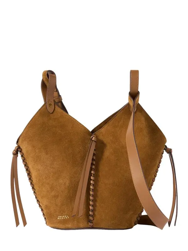 Isabel Marant 25e Tampa Mini Leather-trimmed Suede Bucket Bag - Brown