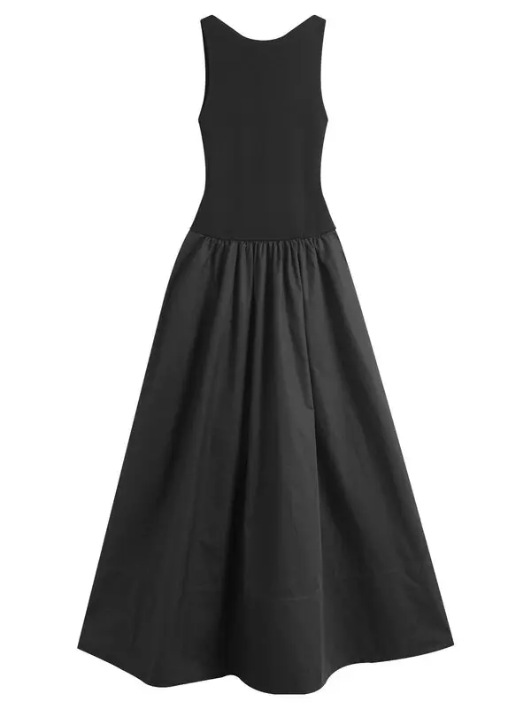 ST. AGNI Bateau Cut Out Midi Dress - Black