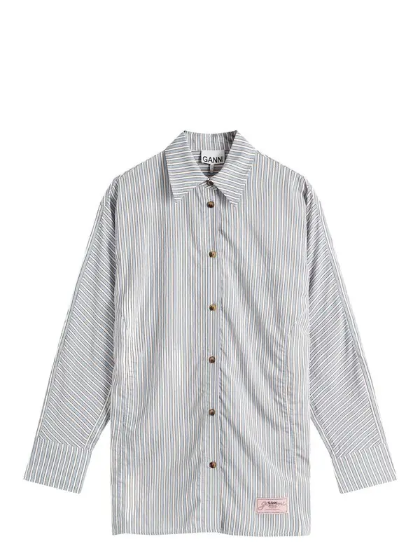 GANNI Yarn Dyed Stripe Shirt - Soft Chambray