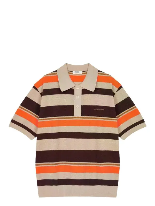 STUDIO TOMBOY Striped Polo Shirt - Neutrals
