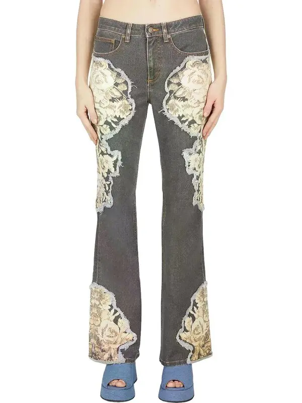 Guess Printed Flare Jeans - Grey
