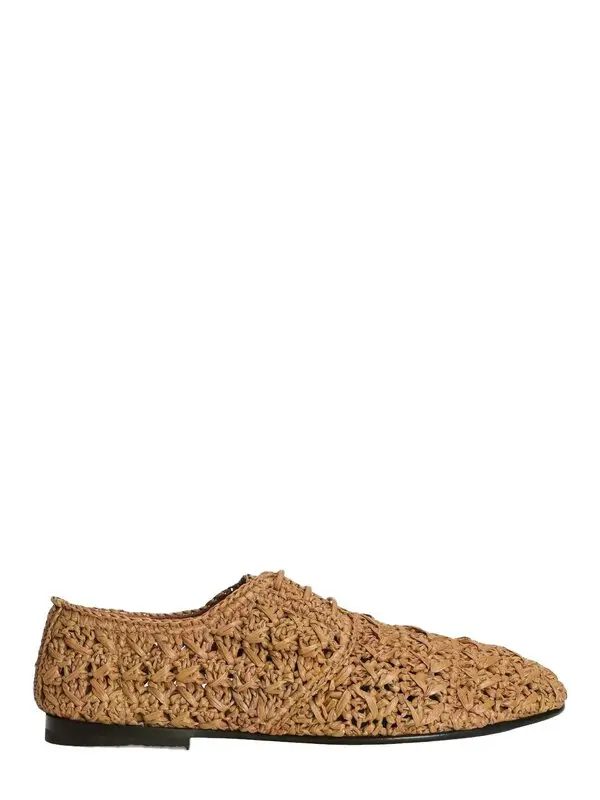 Dolce & Gabbana Woven Raffia Derby Shoes - Brown