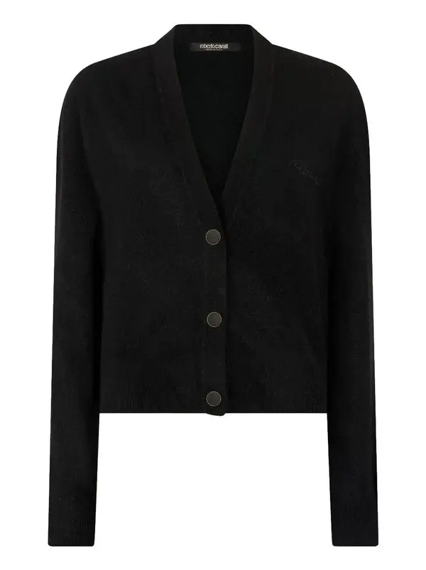 Roberto Cavalli Cropped Button-up Cardigan - Black