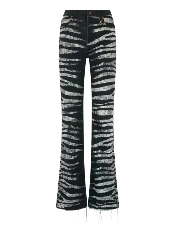 Roberto Cavalli Zebra-print Flared Jeans - Black