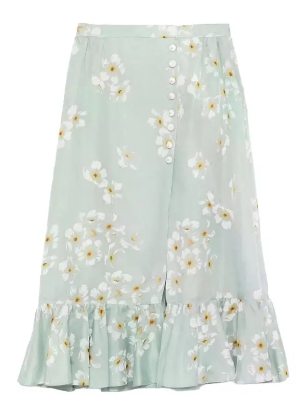 Valentino Garavani Floral-print Midi Skirt - Green