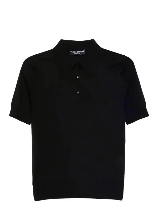 Dolce & Gabbana Fine-knit Polo Top - Black
