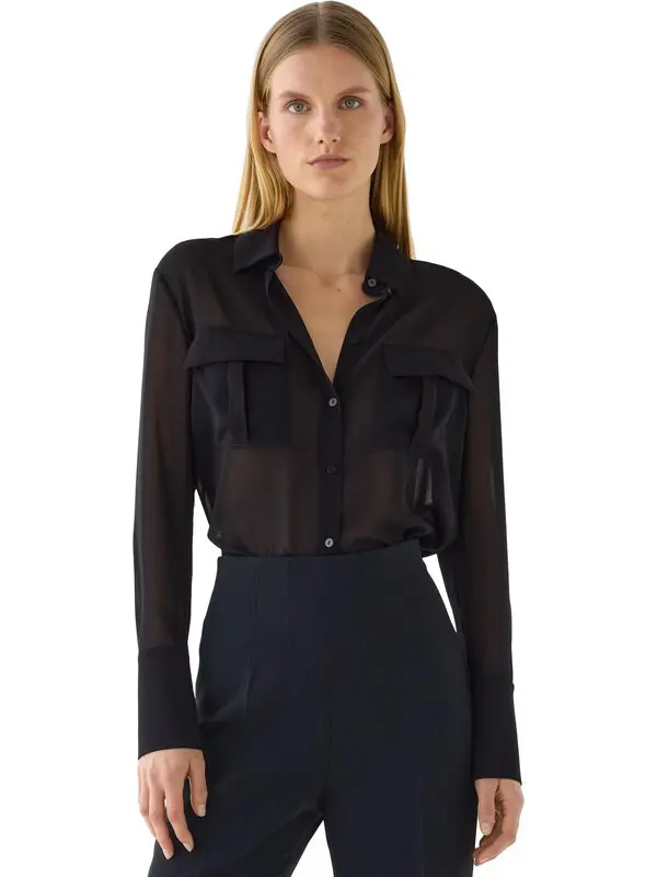 Veronica De Piante Jamie Shirt In Wool Voile - Black