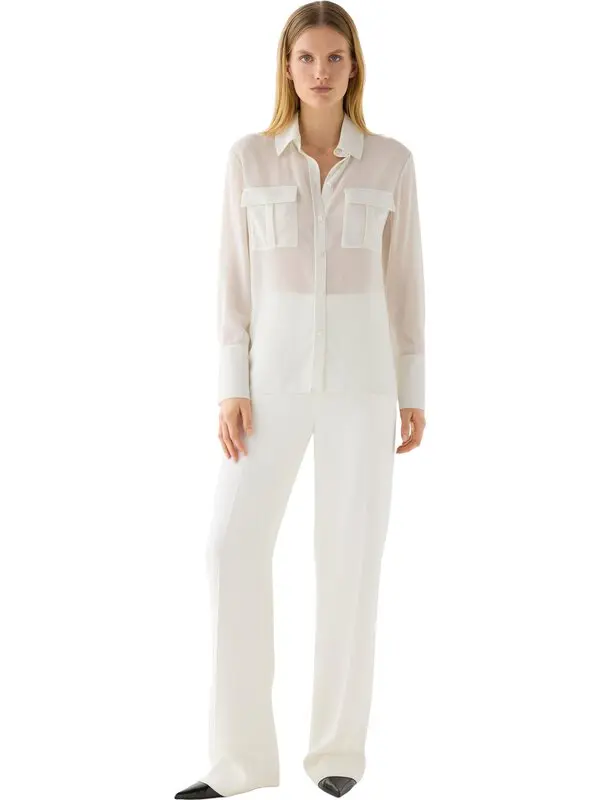 Veronica De Piante Jamie Shirt In Wool Voile - Off-white