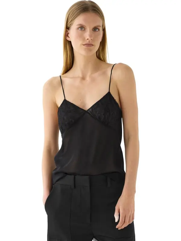 Veronica De Piante Martina Camisole In Wool & Lace - Black