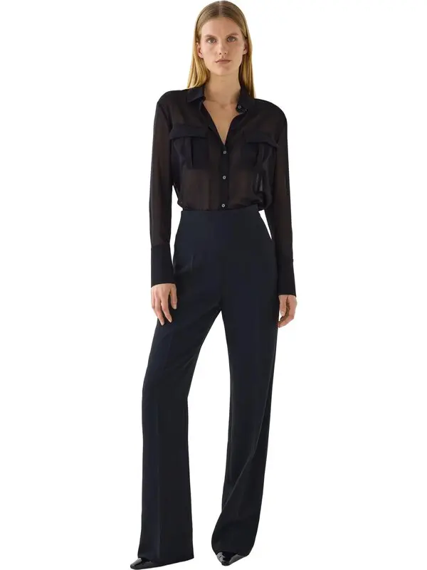 Veronica De Piante Naya Trouser In Stretch Viscose Crepe - Black