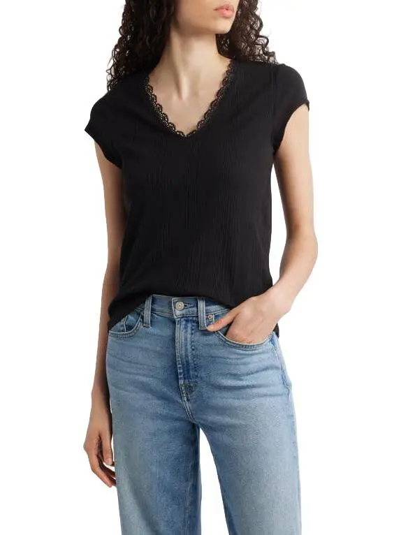 Wit & Wisdom Variegated Rib Knit Top - Black