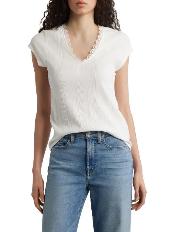 Wit & Wisdom Variegated Rib Knit Top - Off White