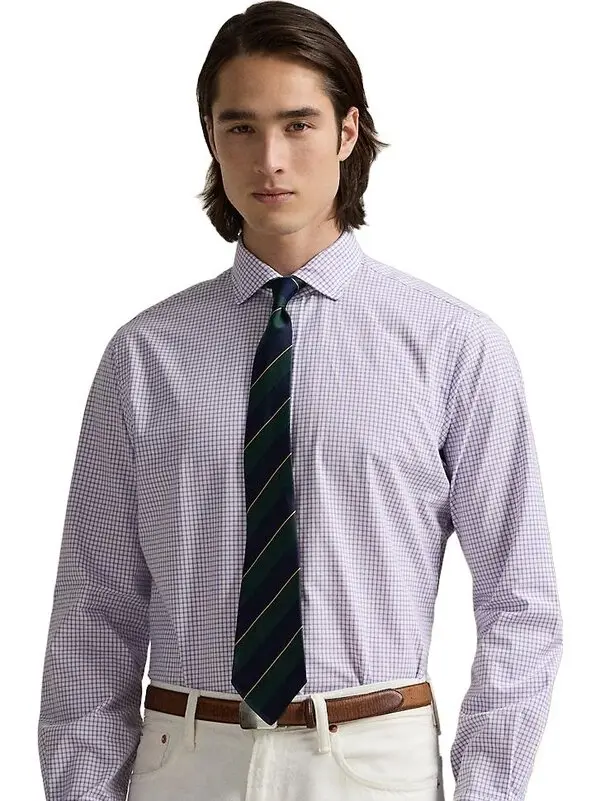 Ralph Lauren Classic Fit Glen Plaid Poplin Shirt - White Aix Lavender