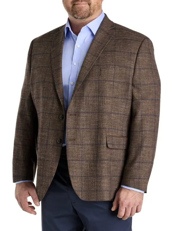 Michael Kors Big & Tall Windowpane Sport Coat - Tan