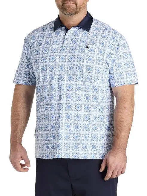 ORIGINAL PENGUIN Big & Tall Pete's Cocktail Windowpane Patterned Polo Shirt - Bright White