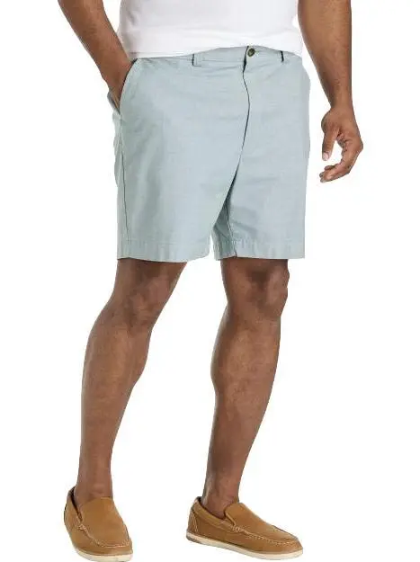OAK HILL BY DXL Chambray Flat-front Shorts - Blue Spruce