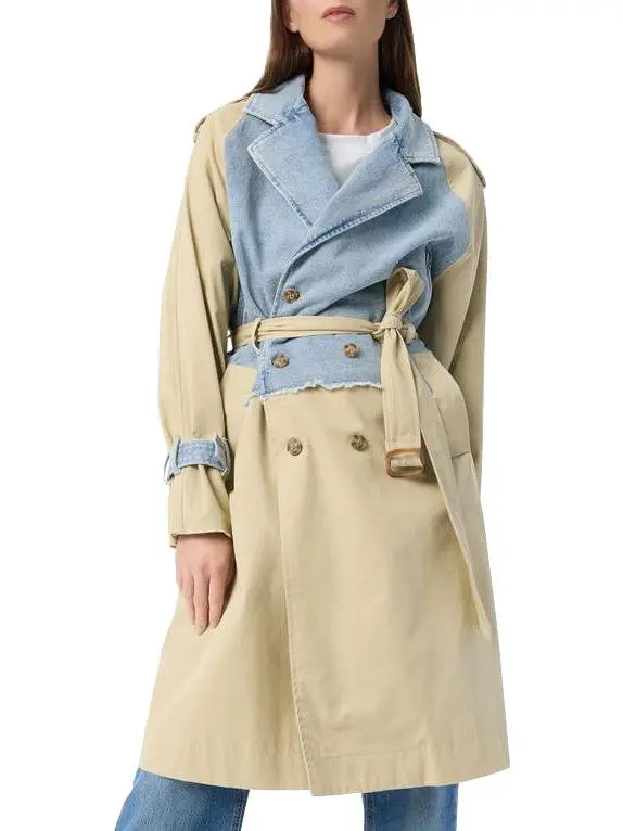 DO BY DEE OCLEPPO Julia Mixed Media Trench Coat - Camel / Stratus Wash