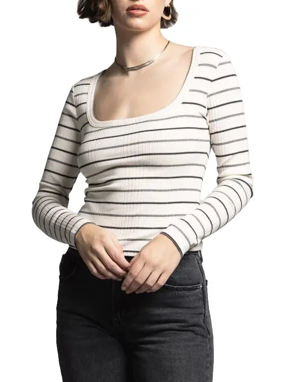 WEEKEND LOS ANGELES Renata Stripe Scoop Neck Top - Ivory St3005