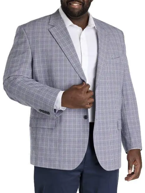 OAK HILL BY DXL Big & Tall Seersucker Plaid Sport Coat - Navy