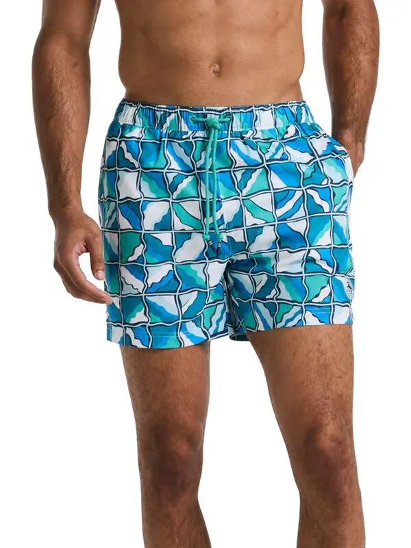 ORIGINAL PENGUIN Wavy Swim Trunks - Crystal Blue