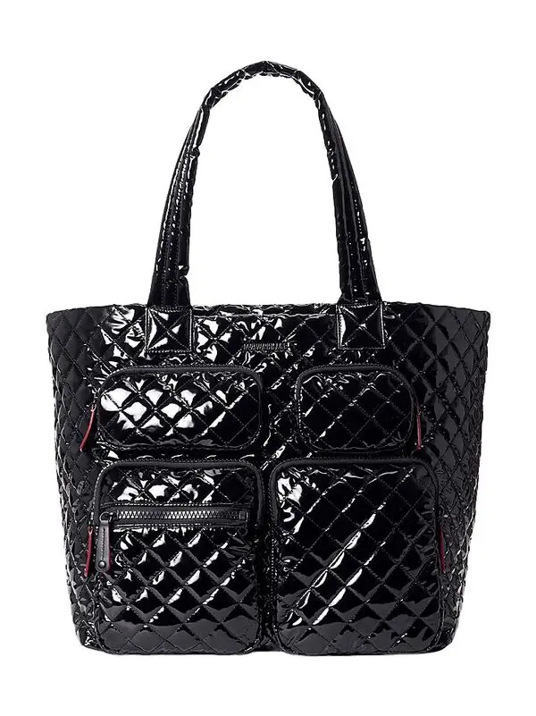 Mz Wallace Large Metro Travel Tote - Black Lacquer/matte Black