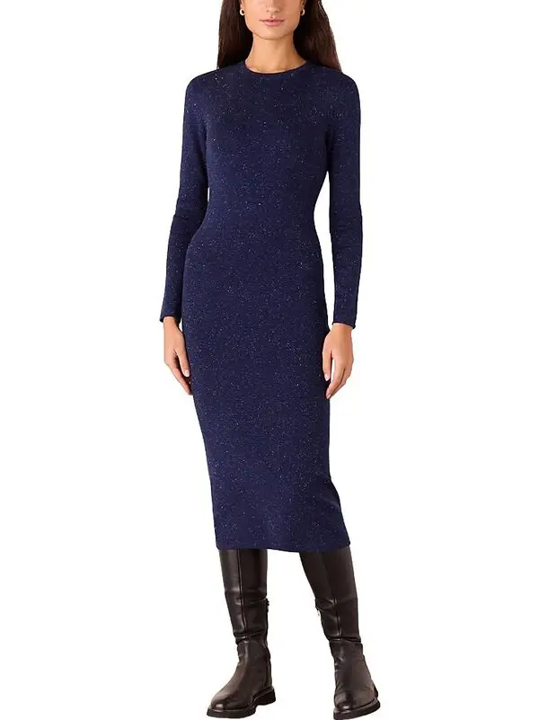 Whistles Annie Sparkle Knit Midi Dress - Navy