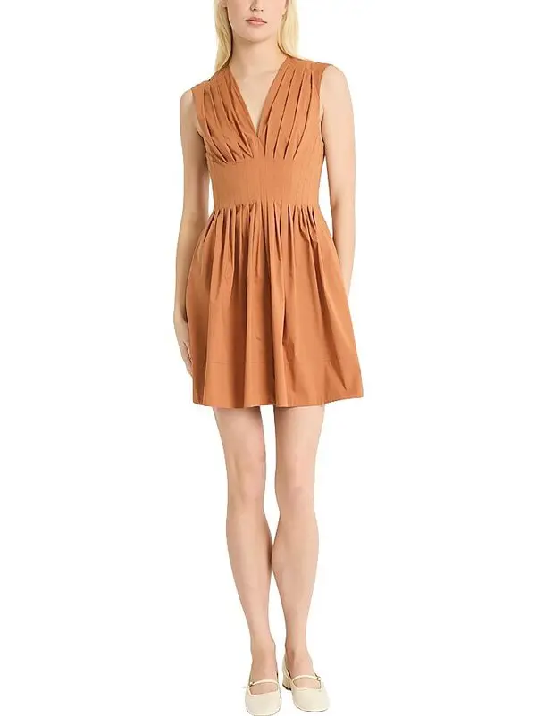 LUXELY V-neck Mini Dress - Hazel Copper