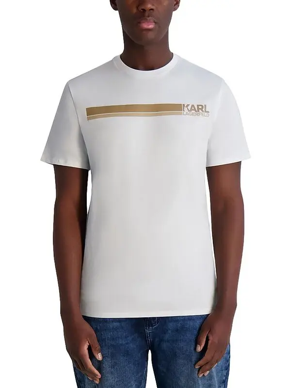 Karl Lagerfeld Paris Race Stripe Slim Fit Logo Tee - White