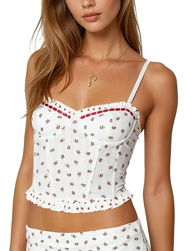 EDIKTED Mica Floral Cupped Corset - White