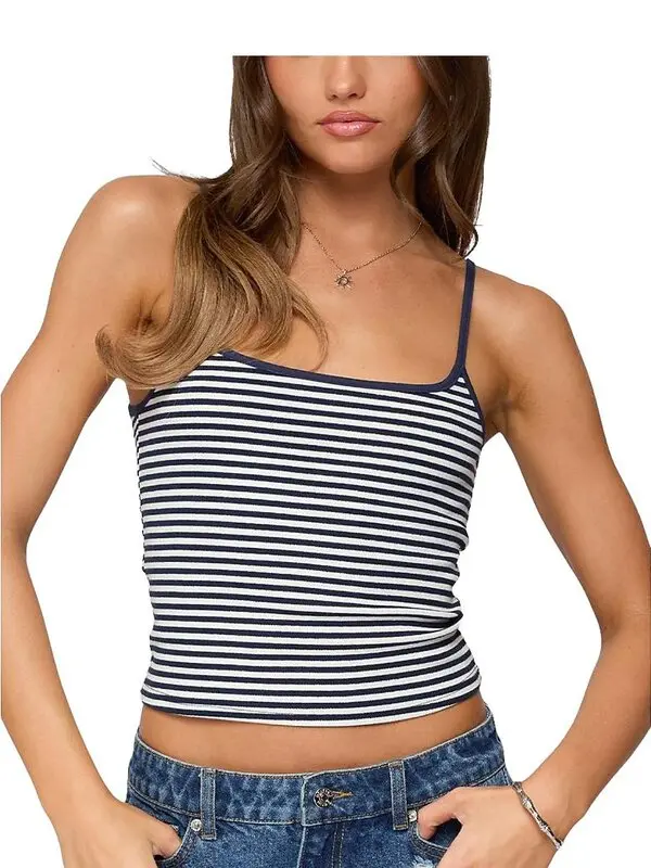EDIKTED Miller Striped Tank Top - Navy And White