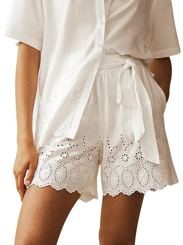 AUR OCEA Cru Lace Cut-out Belted Short - Ivory