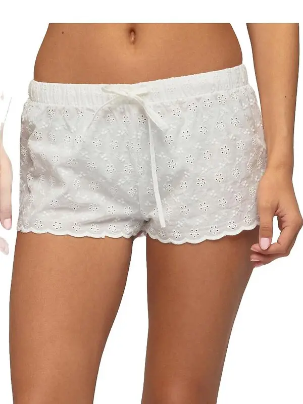 EDIKTED Eyelet Shorts - White