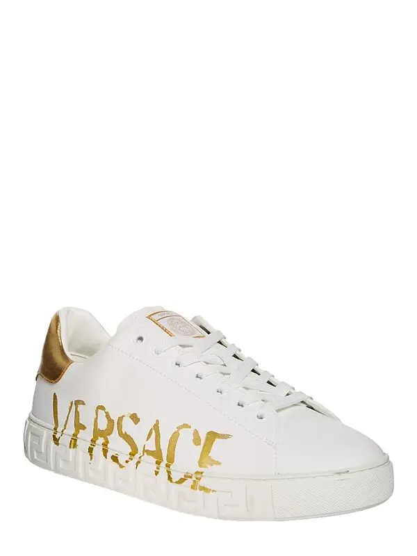 Versace Logo Greca Sneakers - White+gold