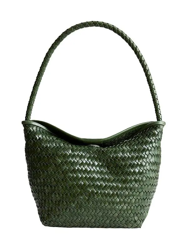 Madewell Handwoven Leather Shoulder Bag - Golf Green